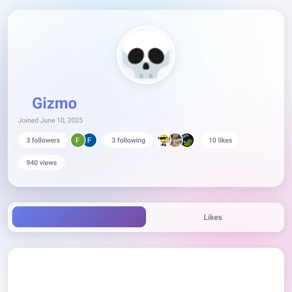User Profile Page on WebSim