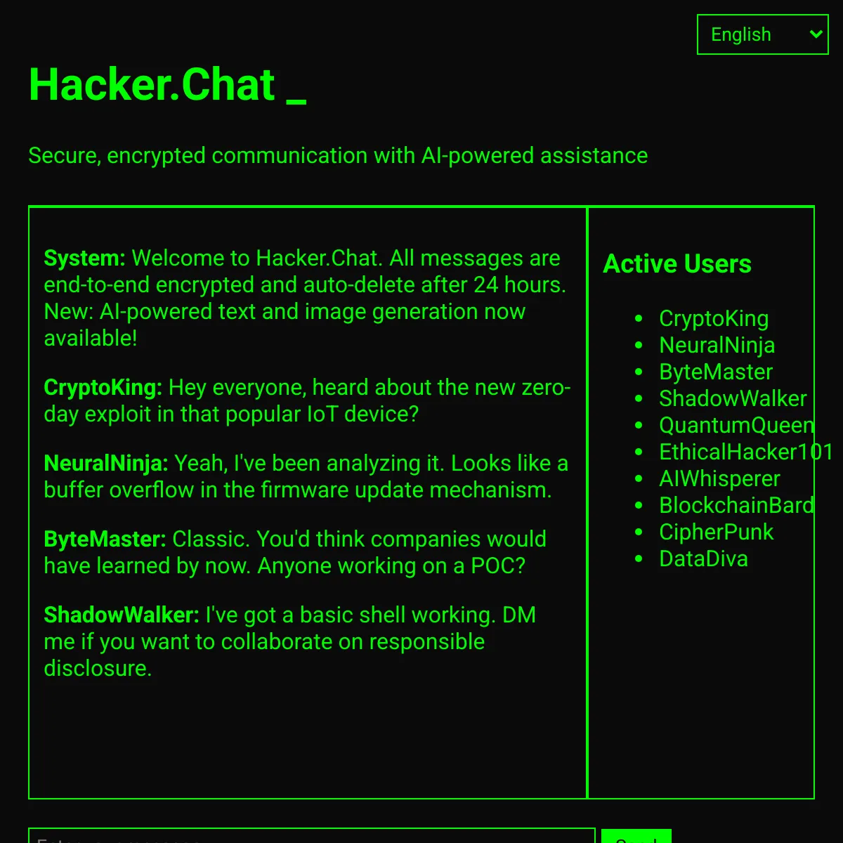 Hacker.Chat - Secure Communication for Digital Pioneers