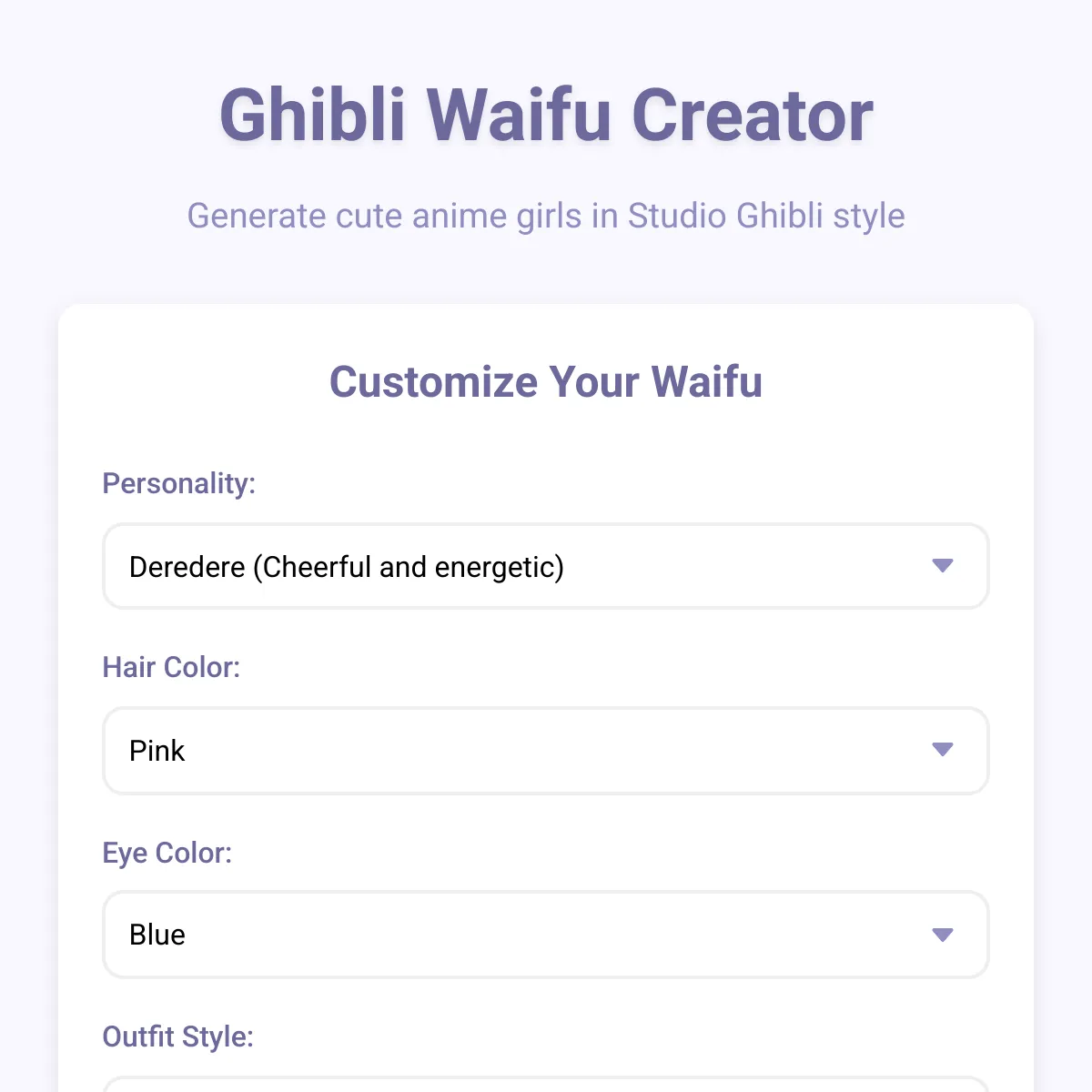 Anime Waifu Image Generator - Ghibli Style