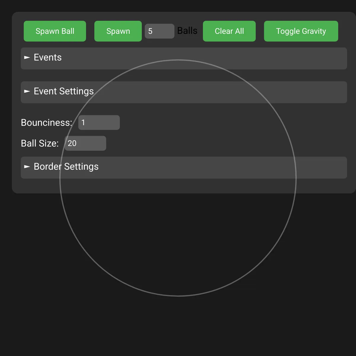 Interactive Ball Simulation And Control