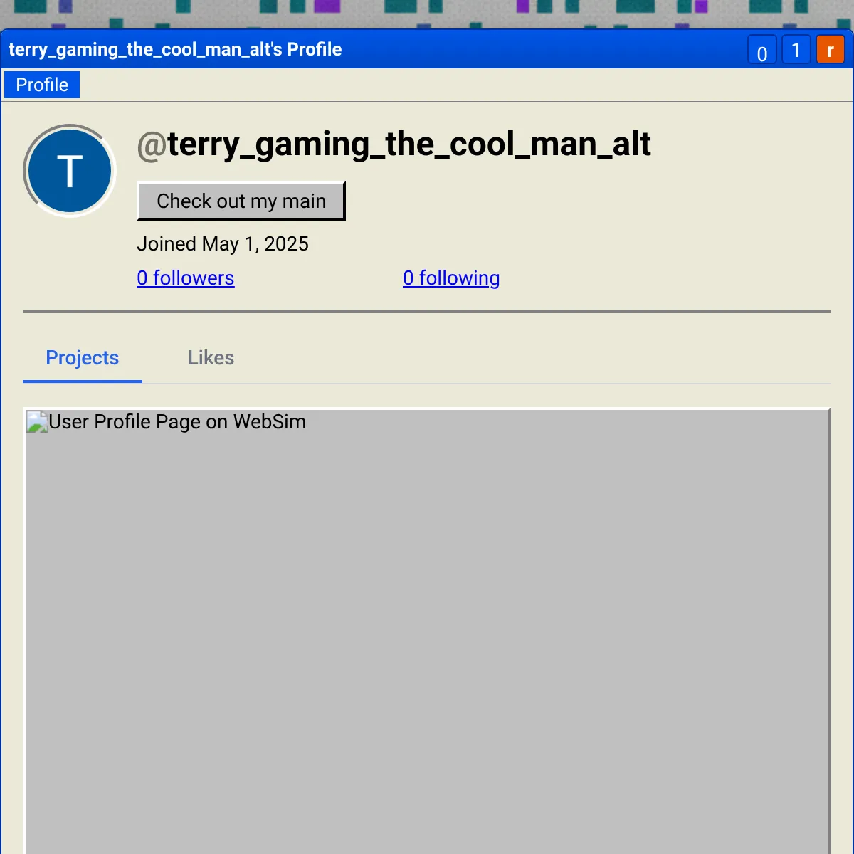 User Profile Page on WebSim