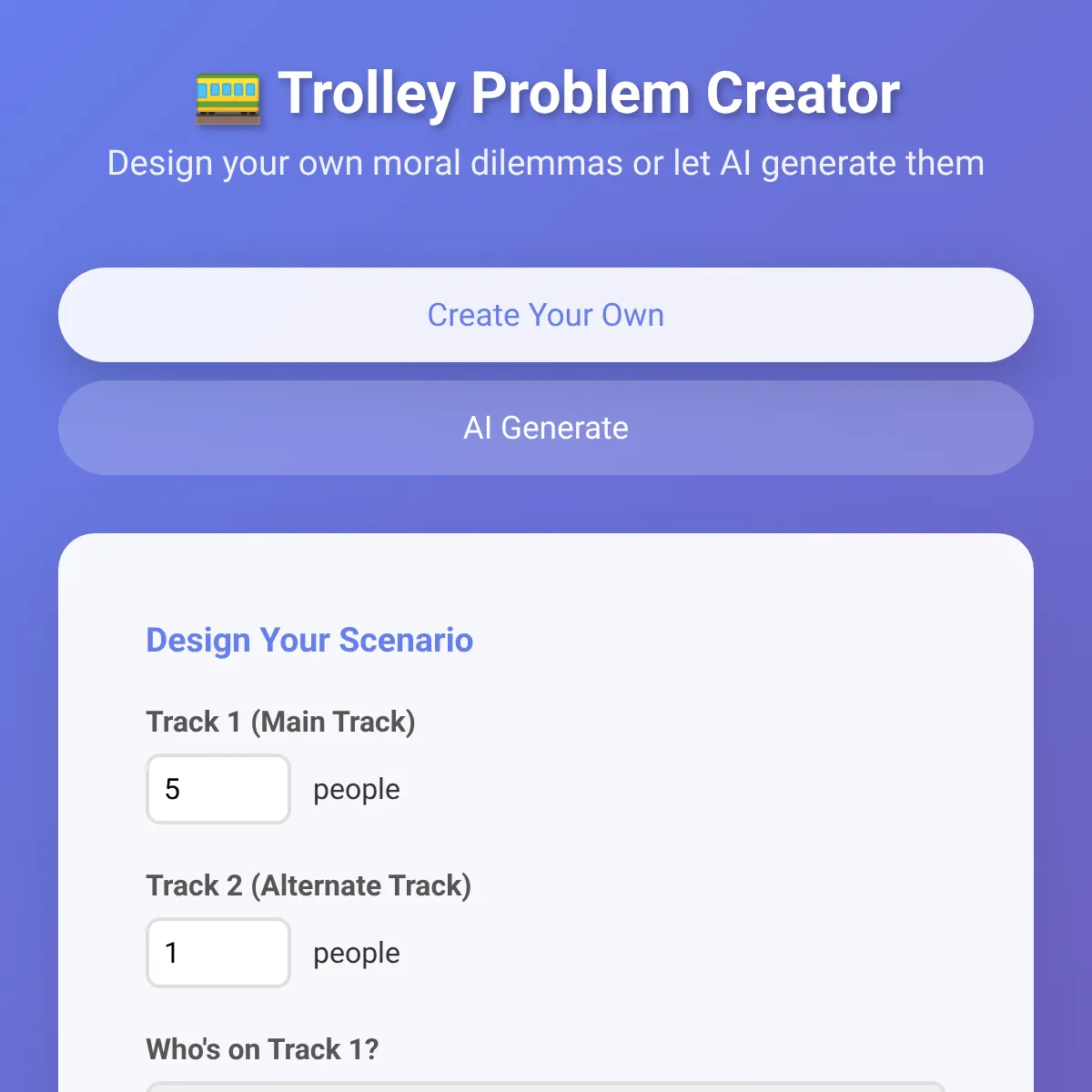 Trolley Problem Creator