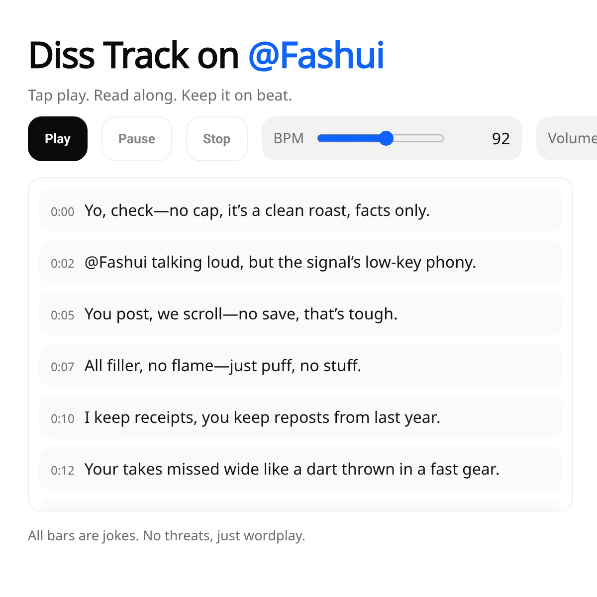Diss Track: @Fashui