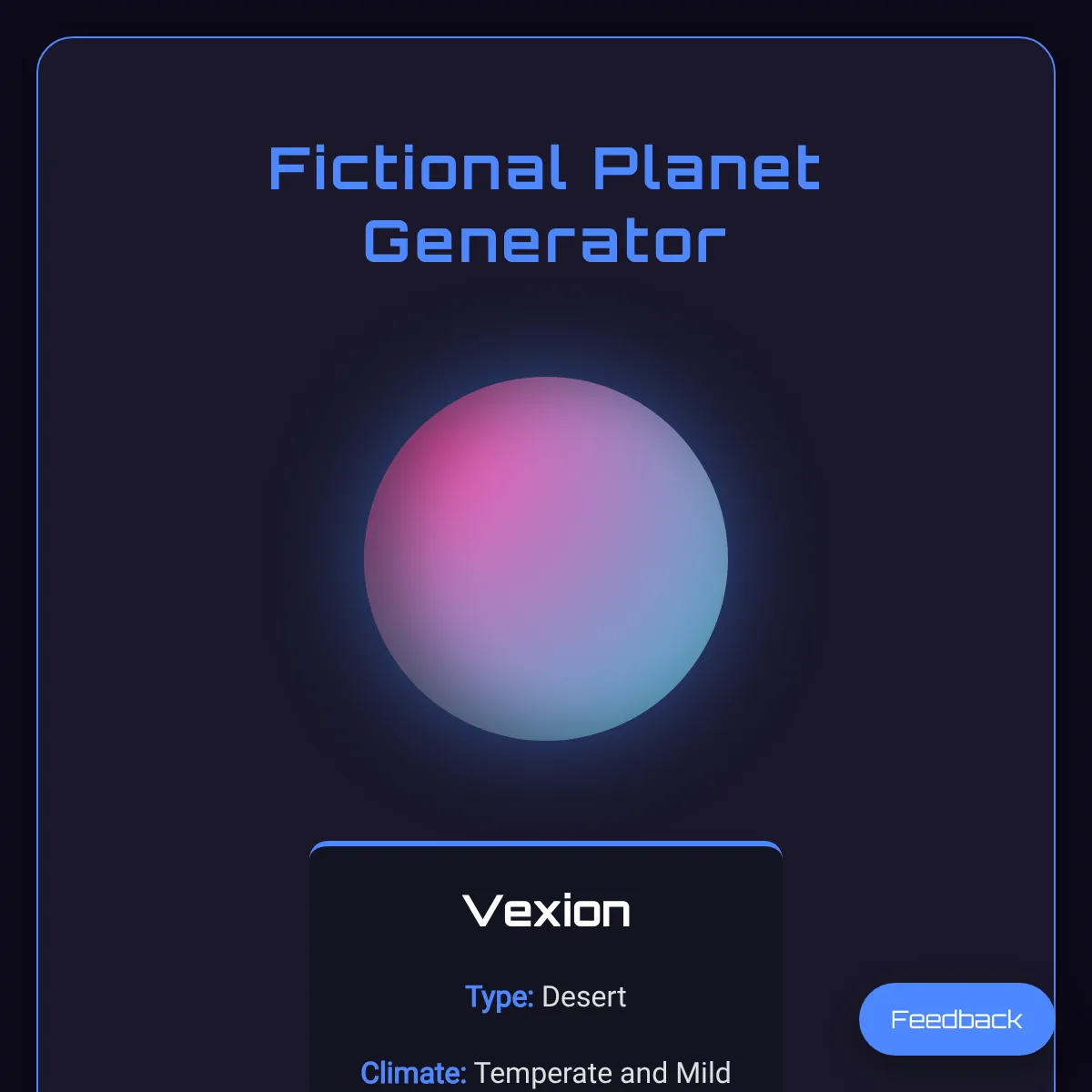Fictional Planet Generator