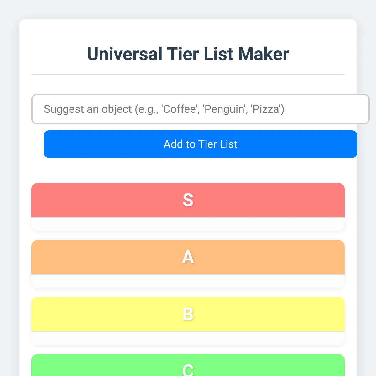 Universal Tier List Maker