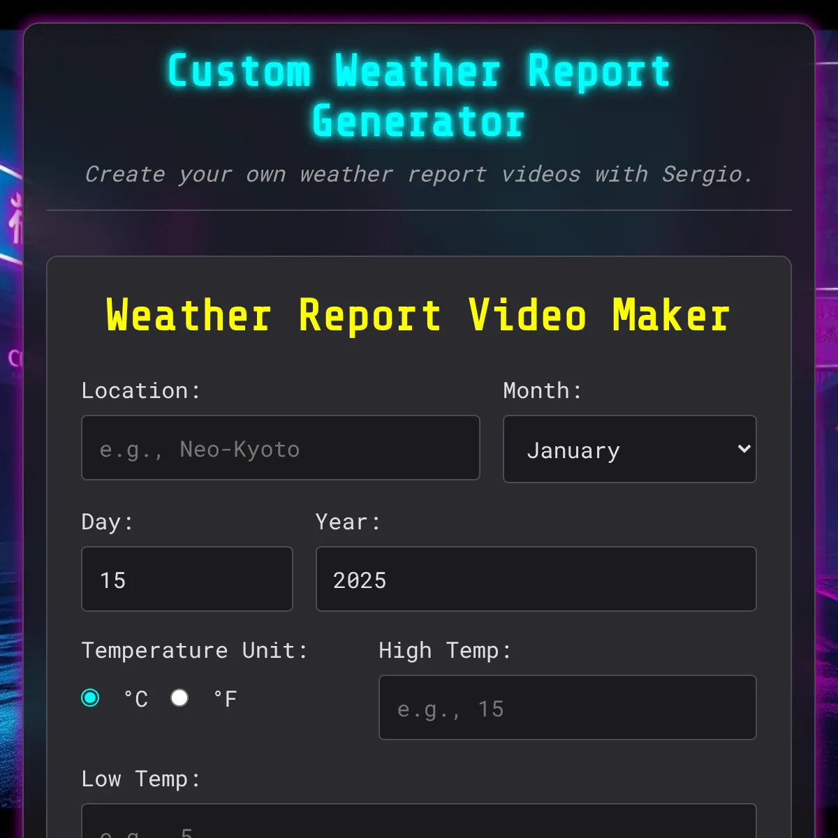 Custom Weather Report Generator