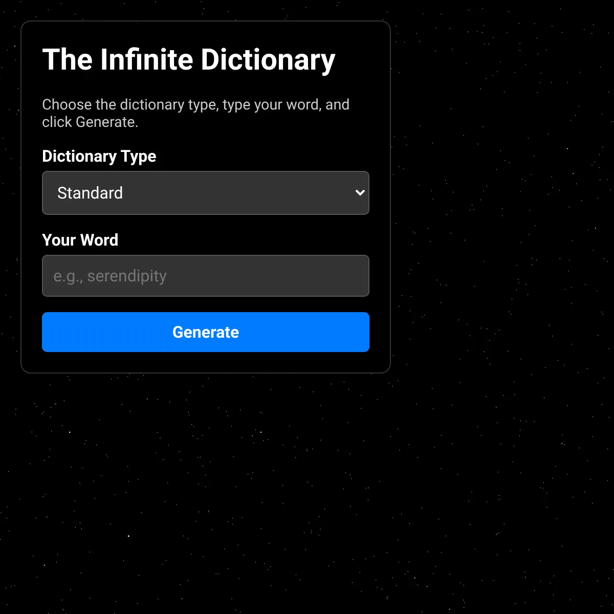 The Infinite Dictionary