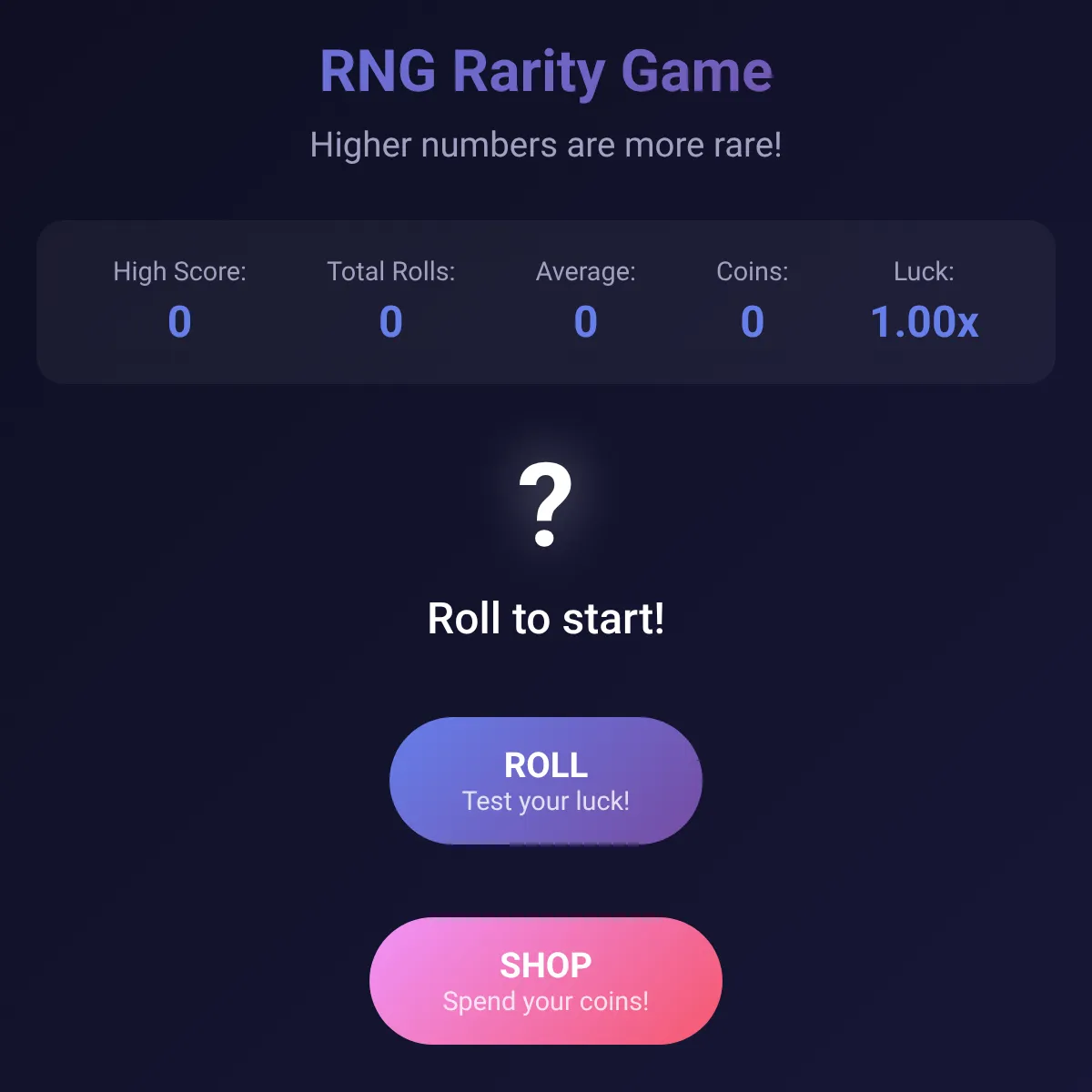 RNG Rarity Game