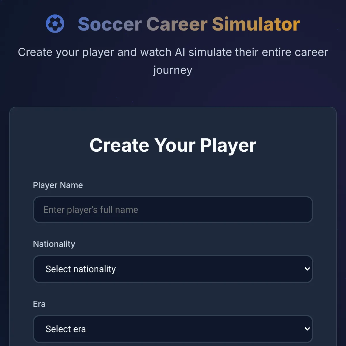 Soccer Career Simulator