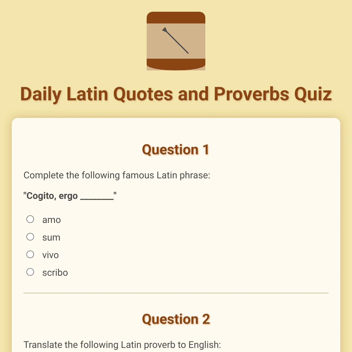 Daily Latin Quotes and Proverbs Quiz