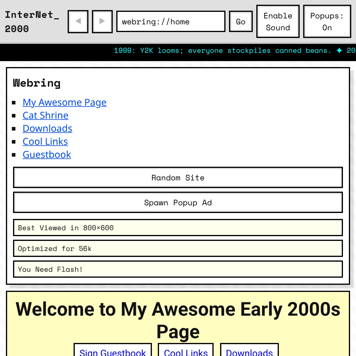 Early 2000s Internet Simulator