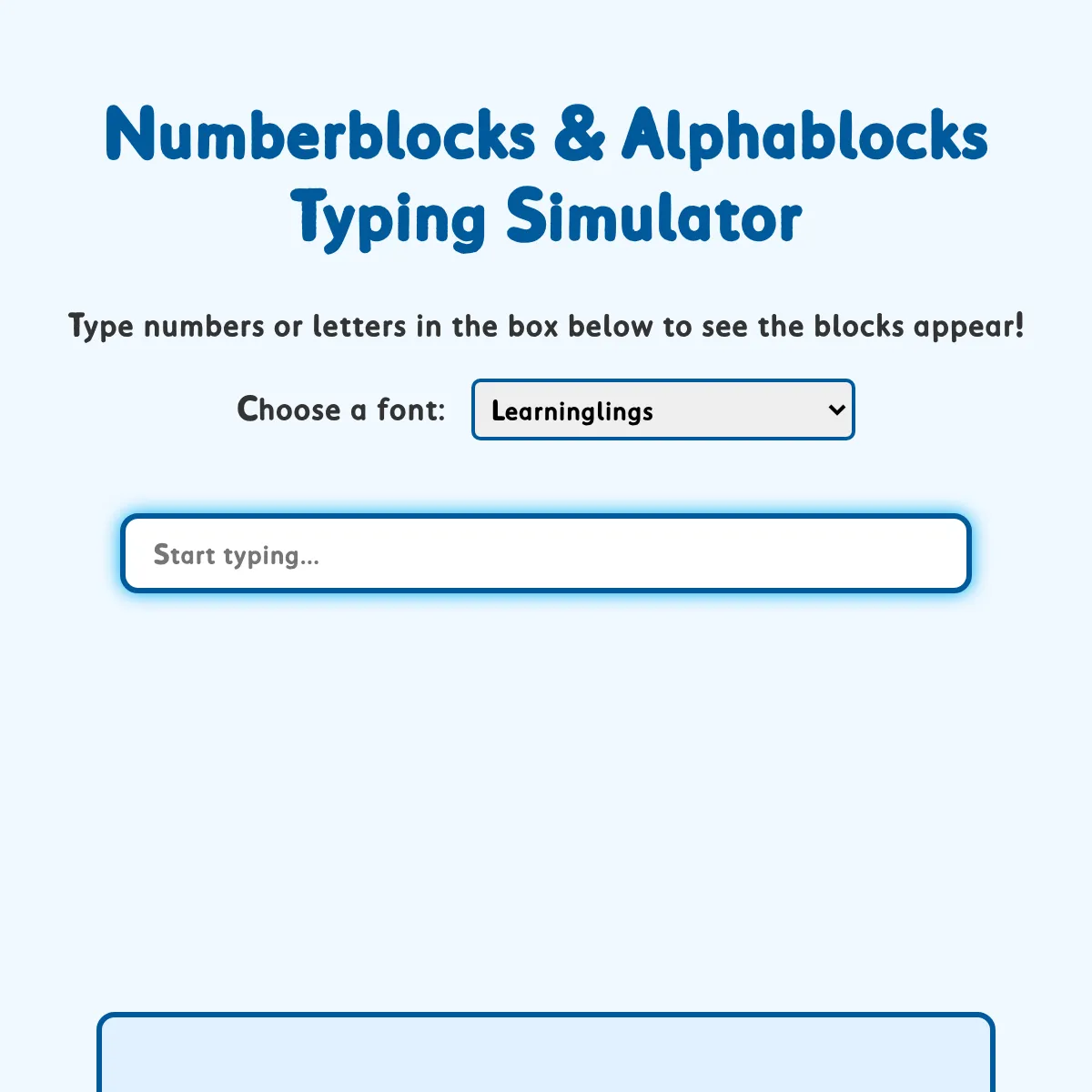 Numberblocks & Alphablocks Typing Simulator