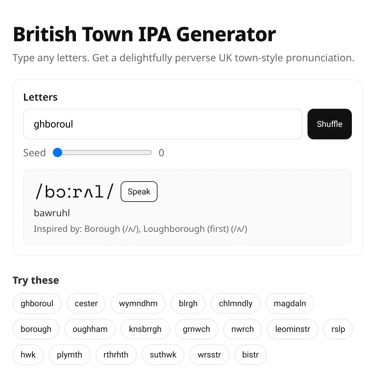 British Town IPA Generator