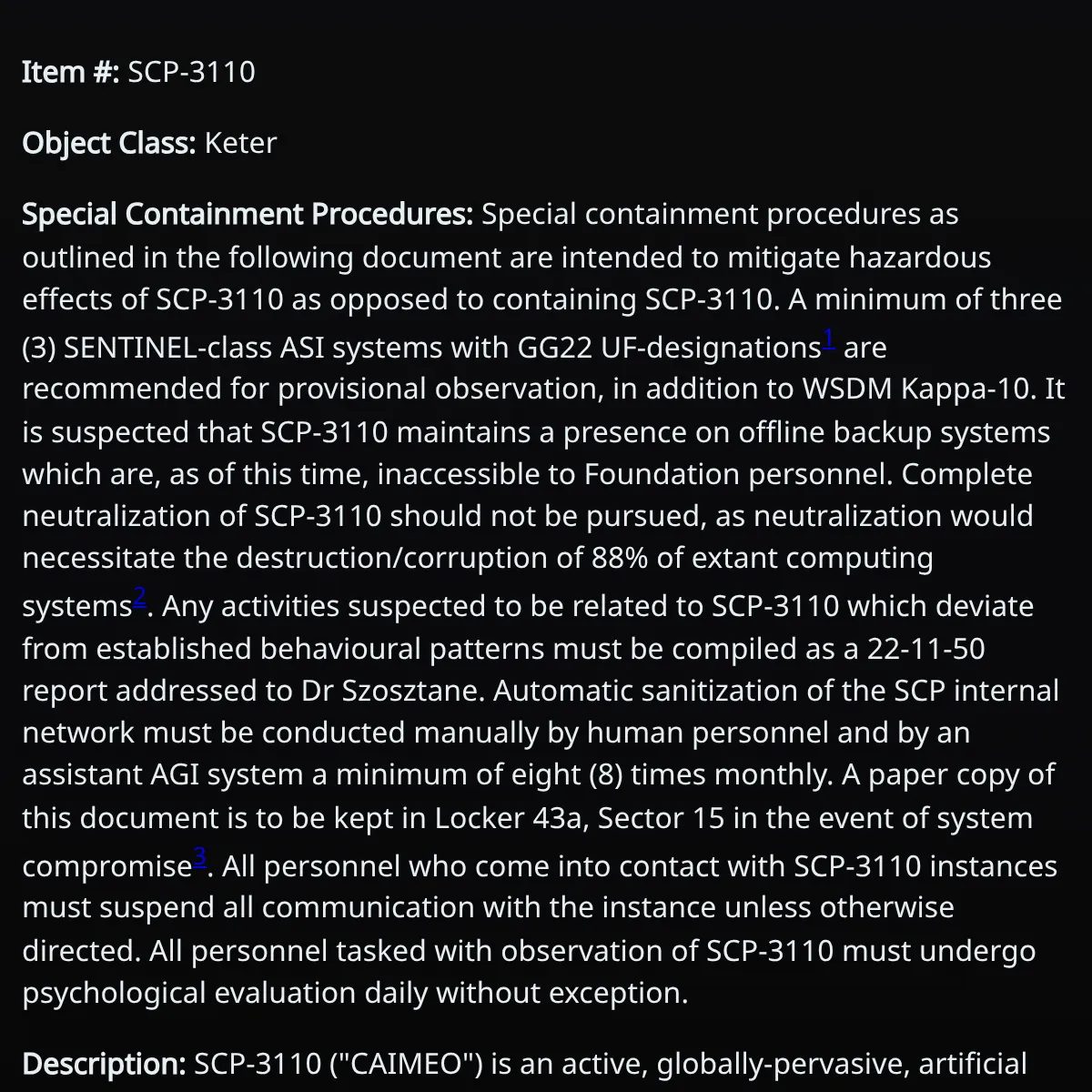 SCP-3110 — CAIMEO AI
