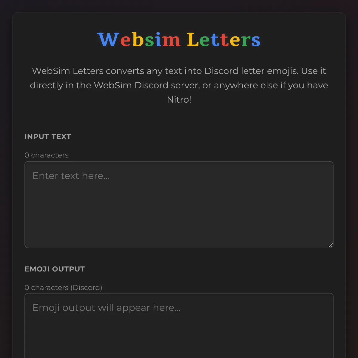 WebSim Letters