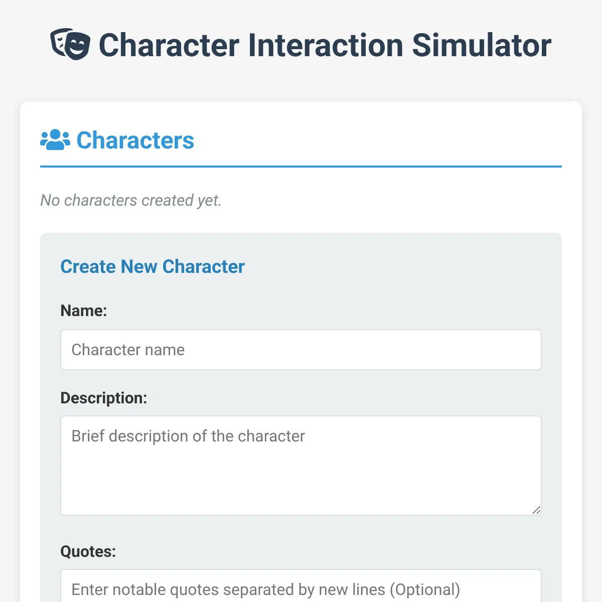 Character Interaction Simulator
