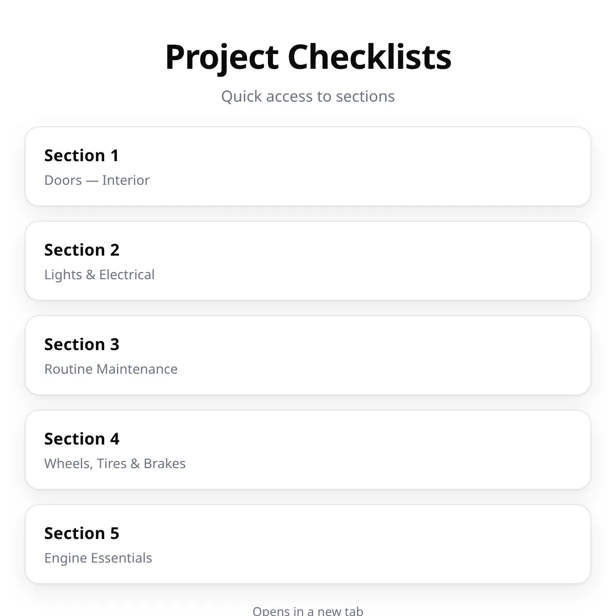 Project Checklists