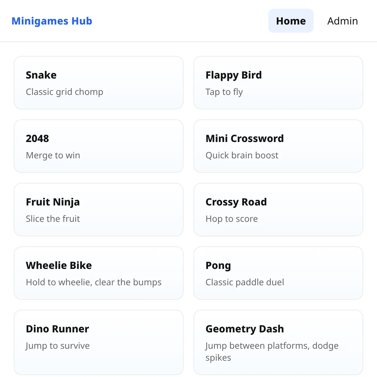 Minigames Hub
