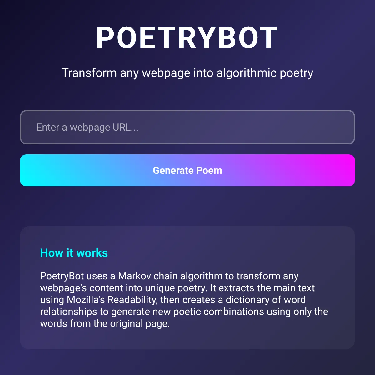 PoetryBot - Transform Web Pages into Poetry