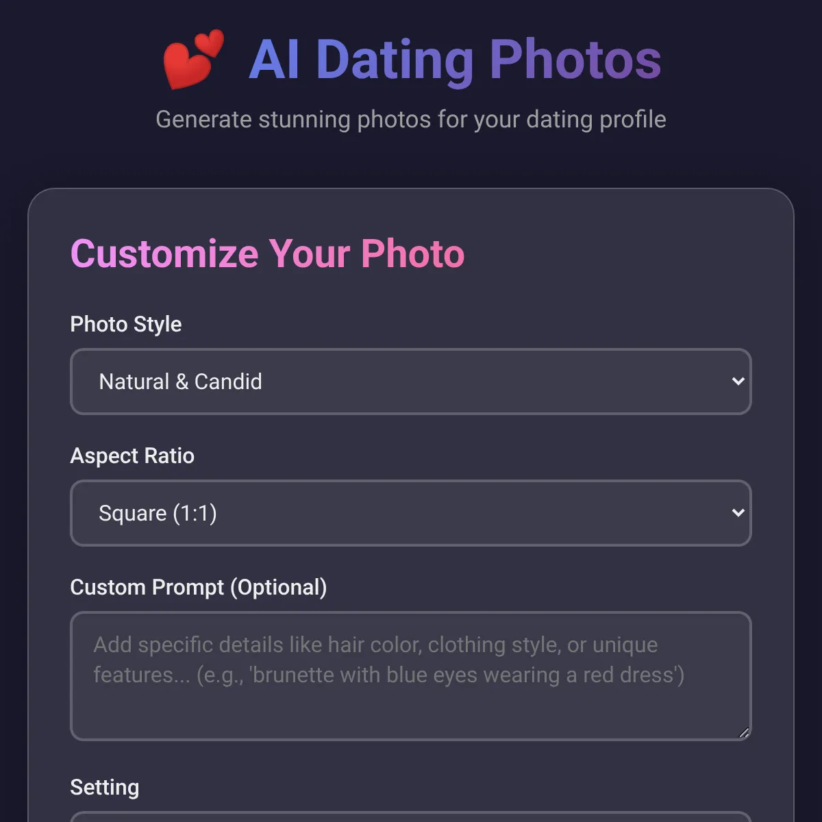 Dating AI Photo Generator
