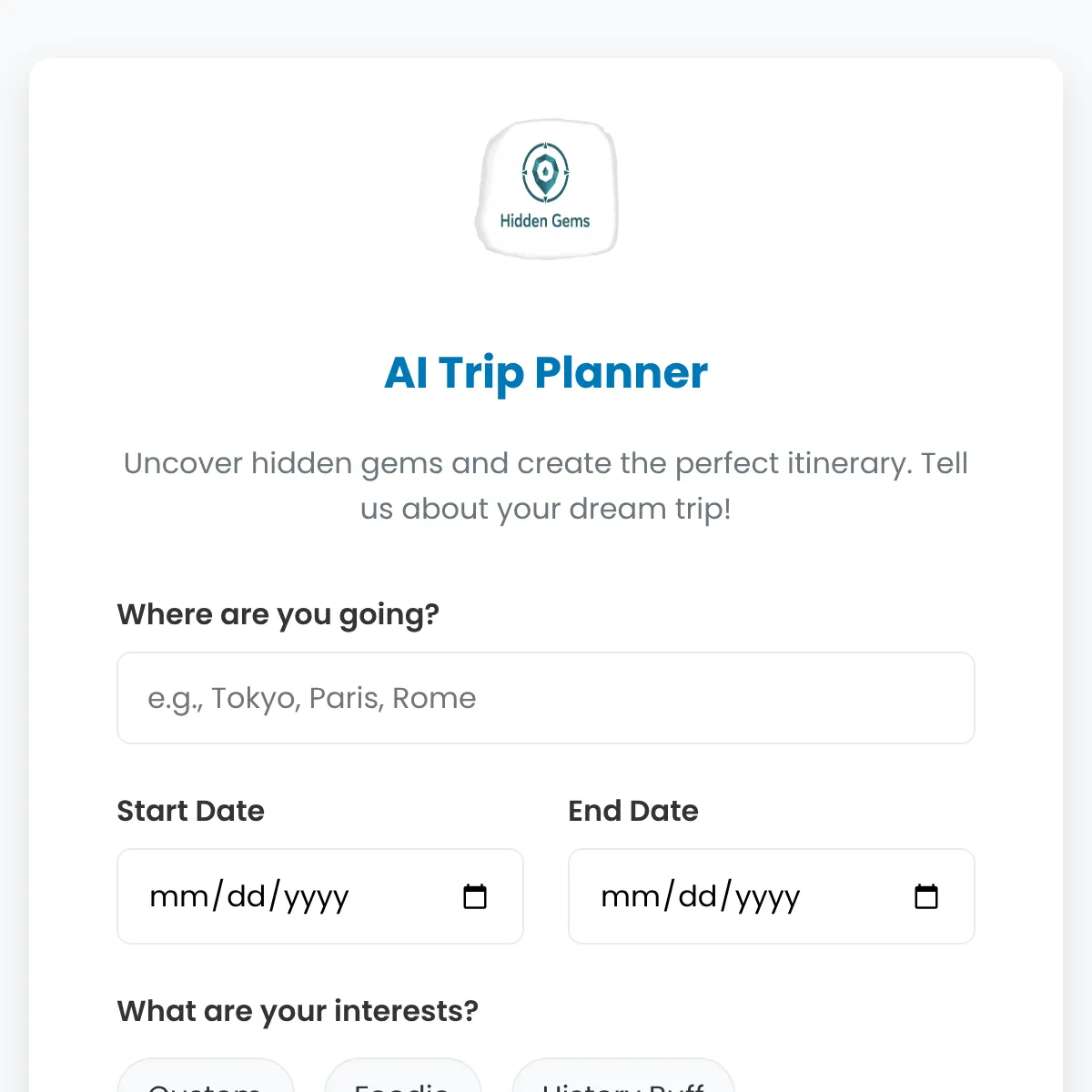 Hidden Gems Trip Planner