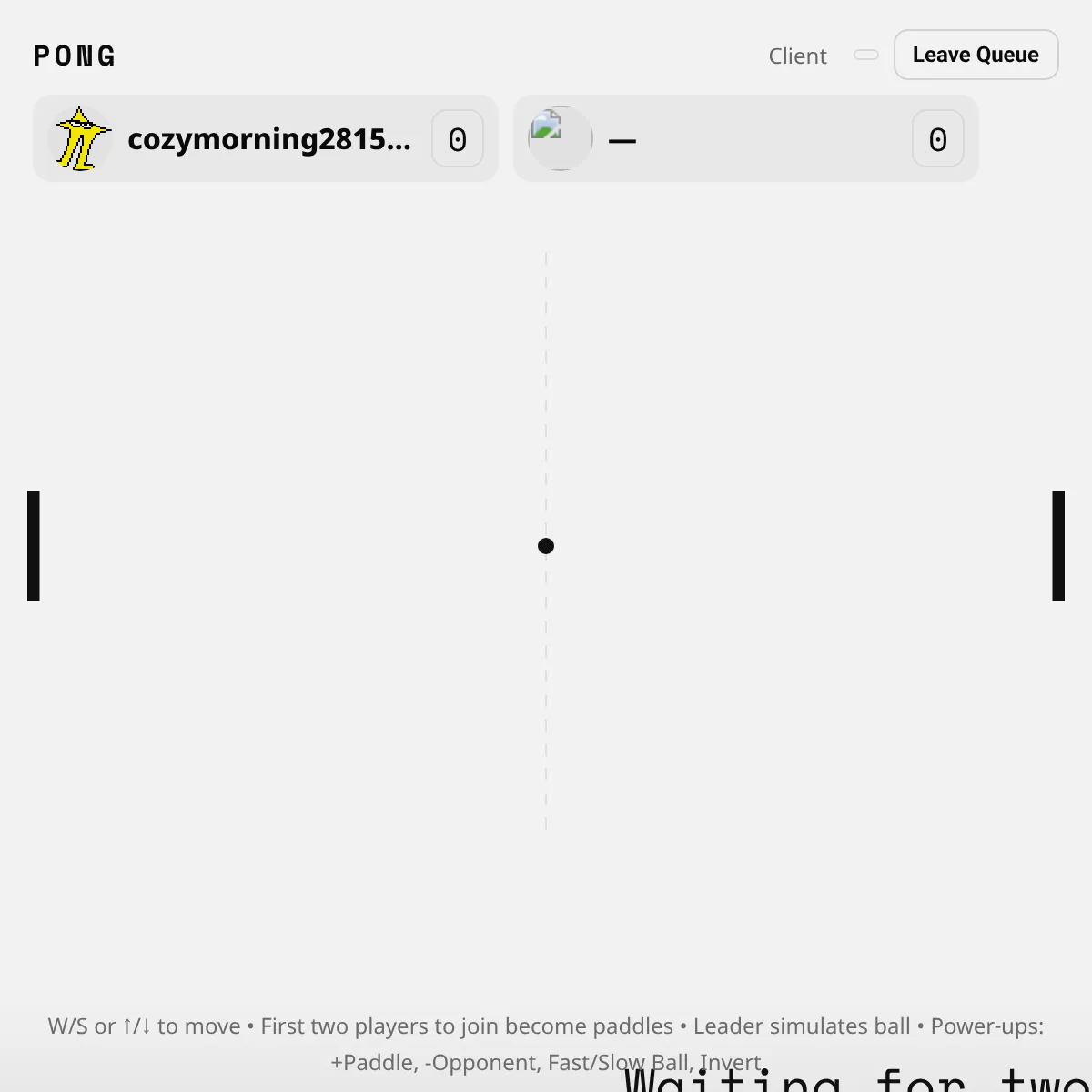 Multiplayer Pong + Power‑ups