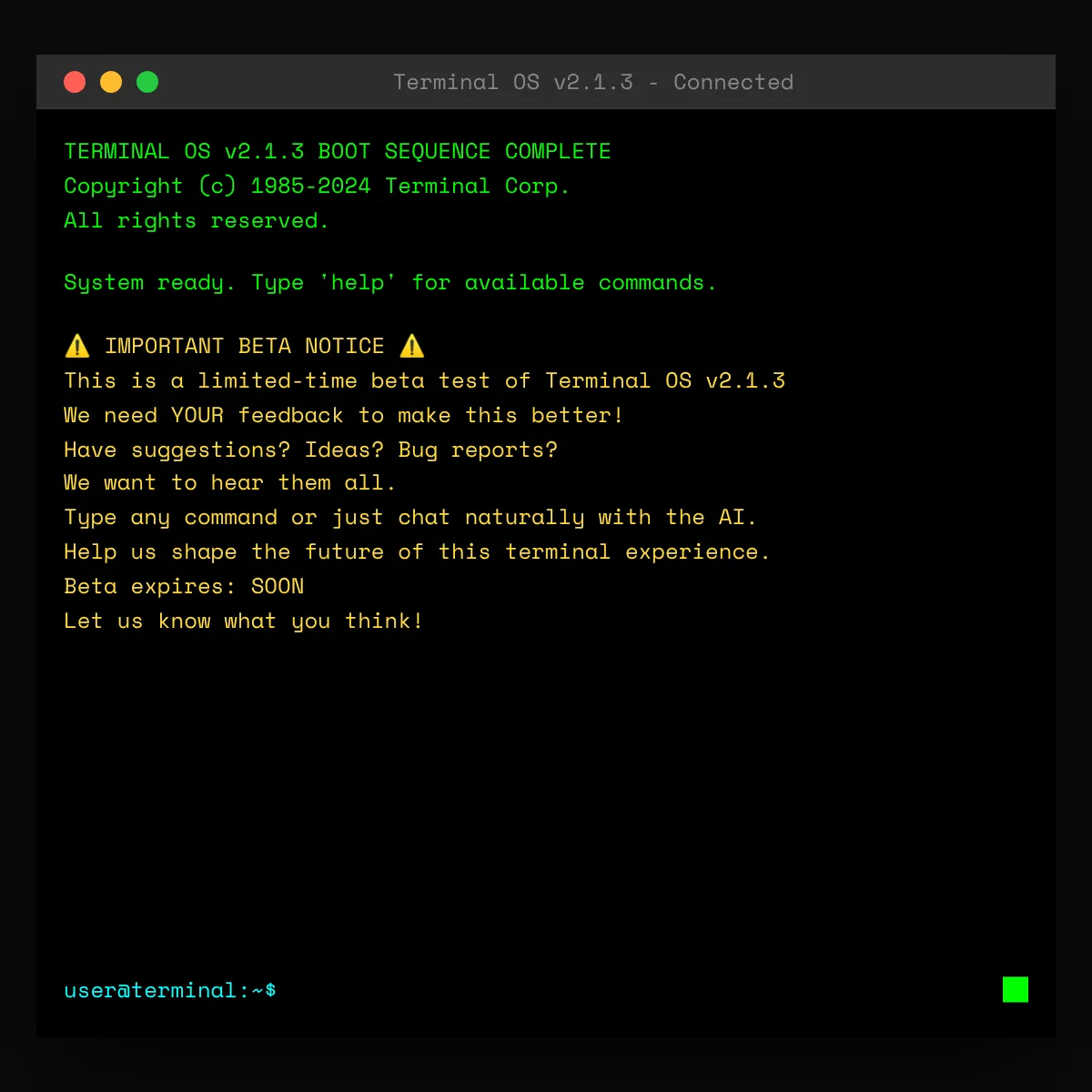 Terminal OS v2.1.3 (limited time BATA TEST)