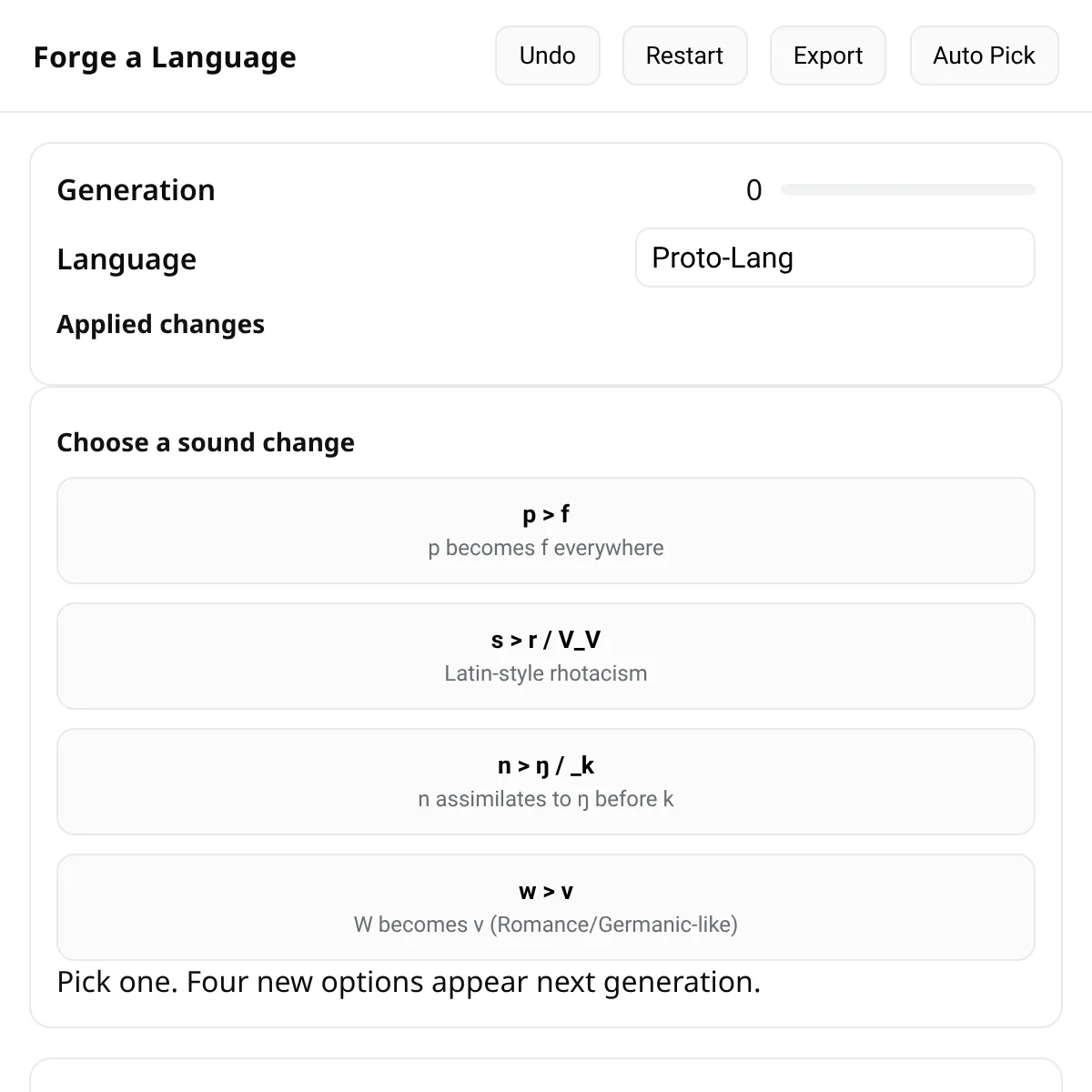 Forge a Language: Sound Change Builder
