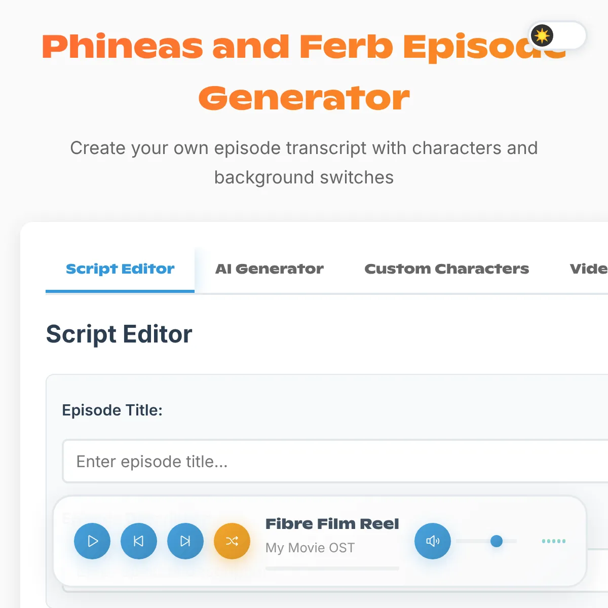 Phineas and Ferb Episode Generator