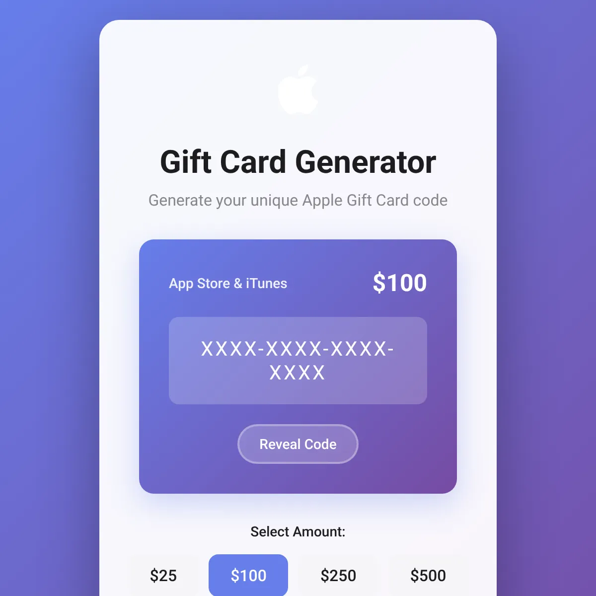 Apple Gift Card Generator