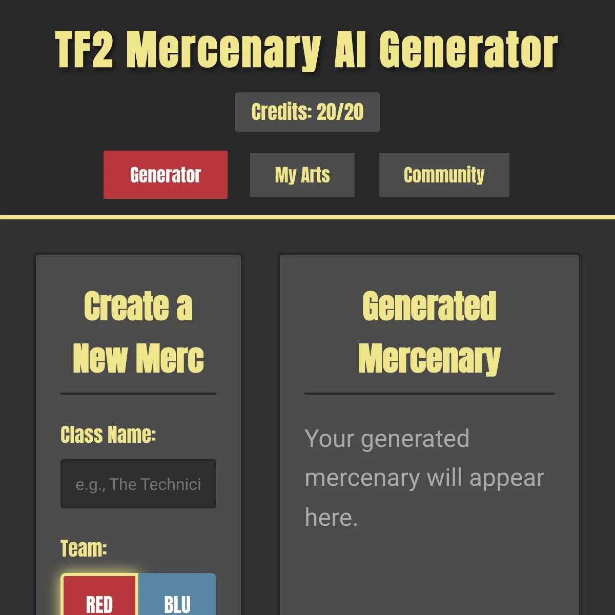 TF2 Mercenary AI Generator