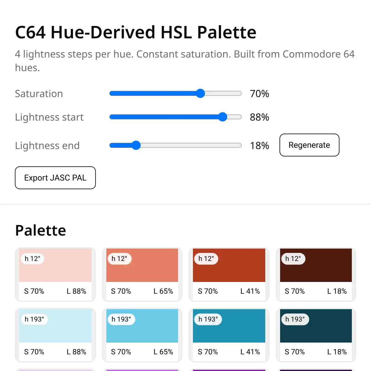 C64 Hue-Derived HSL Palette