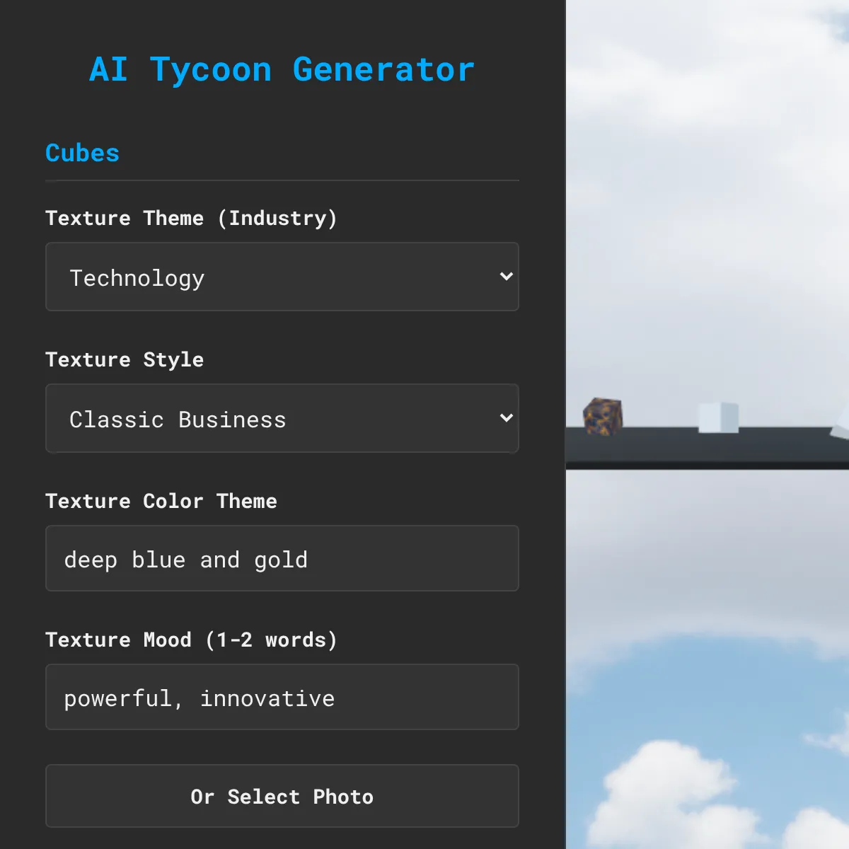 3D AI Tycoon Generator