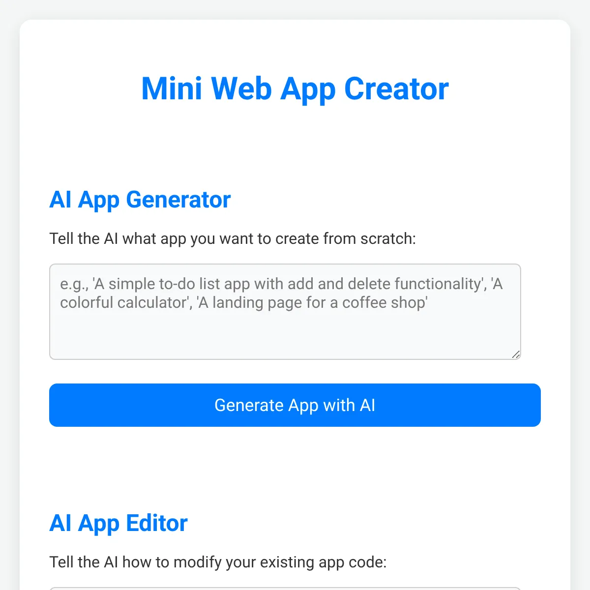 Mini Web App Creator