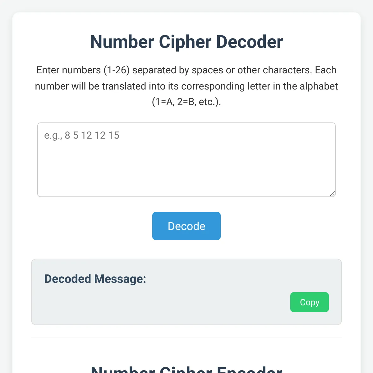Number Cipher Decoder And Encoder