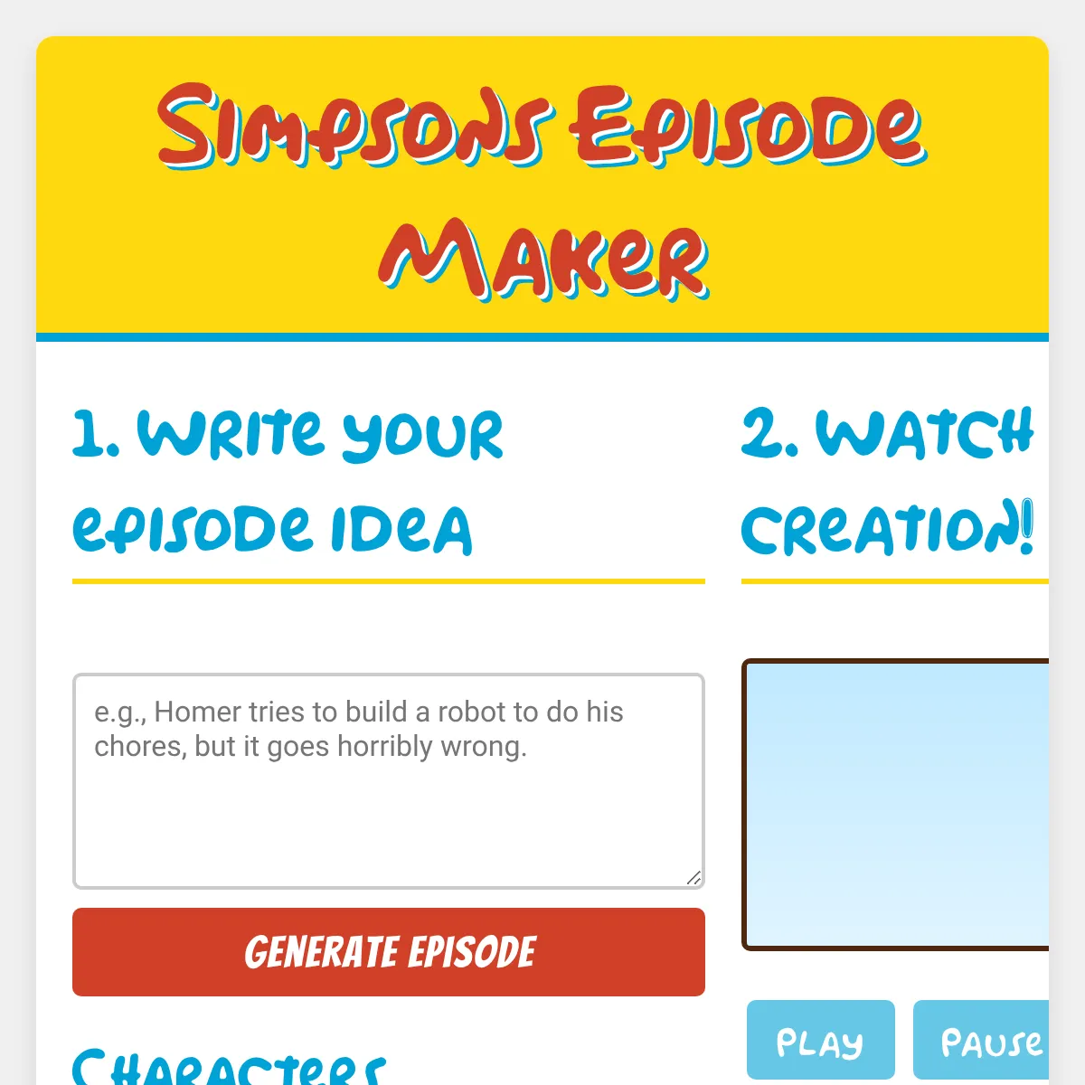 Simpsons Episode Maker