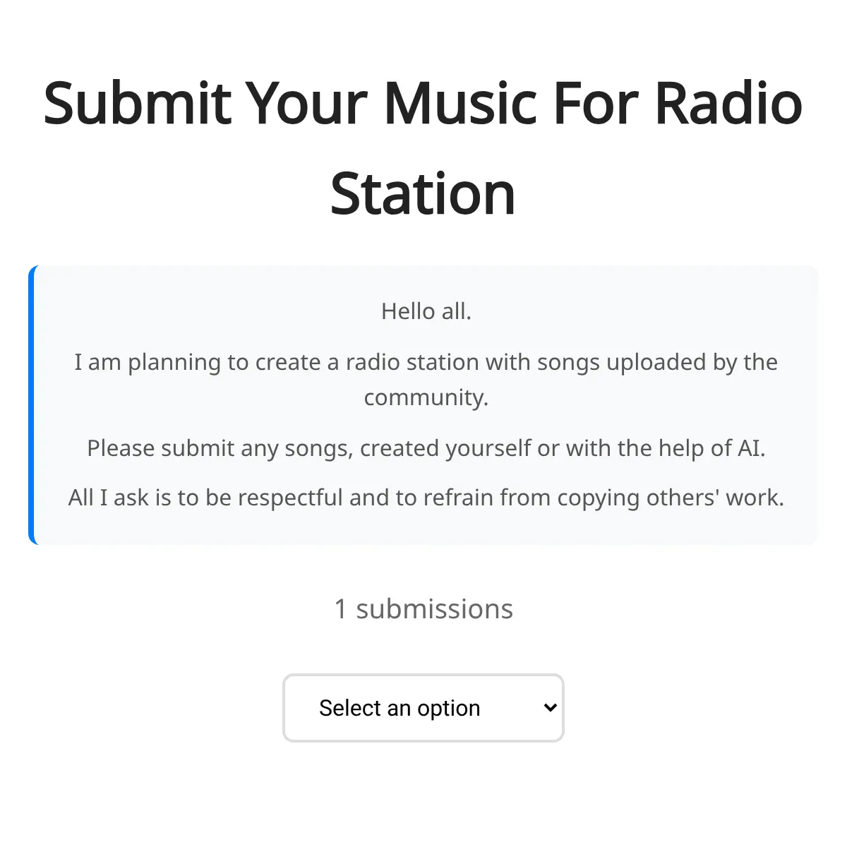 Submit Your Music For Radio Station