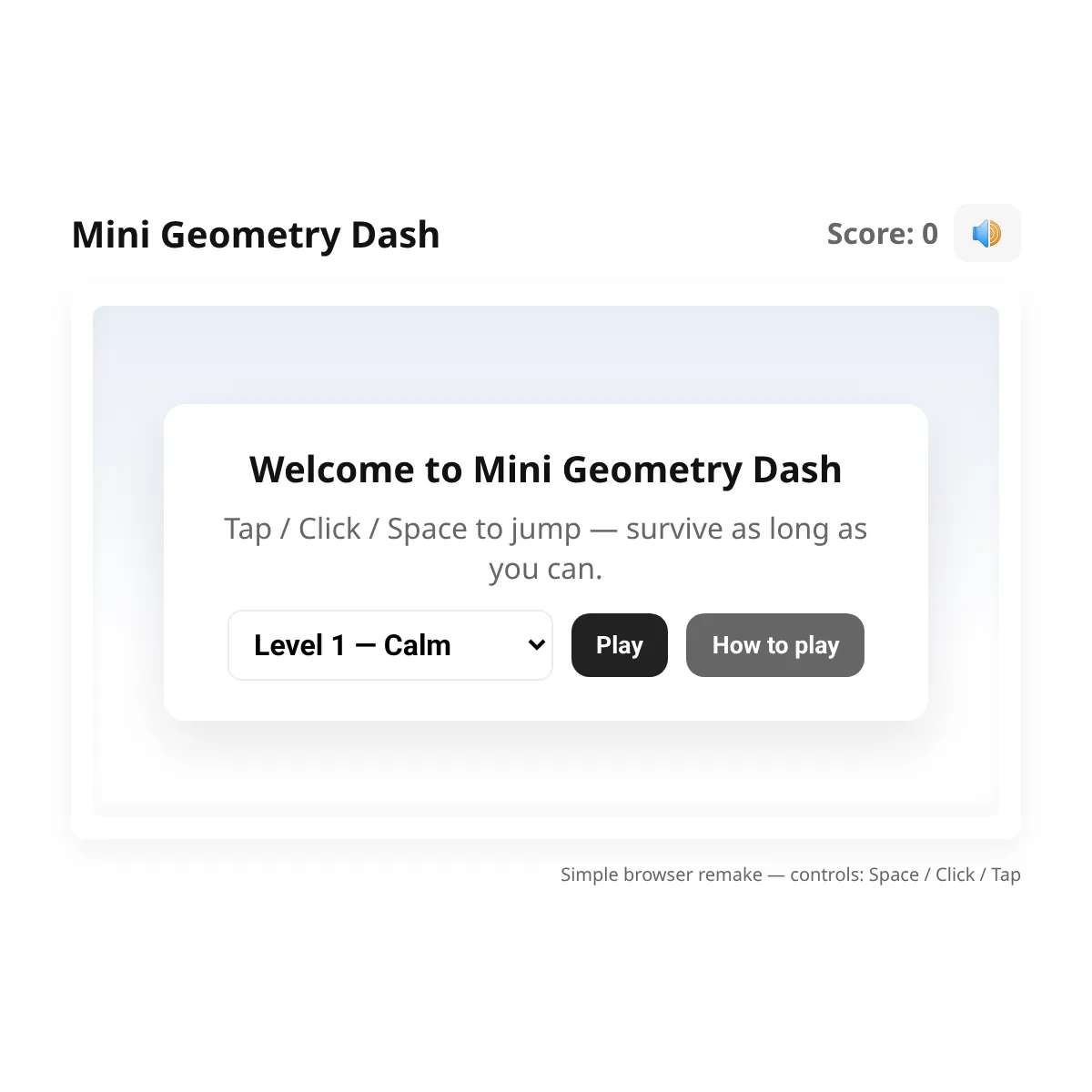 Mini Geometry Dash