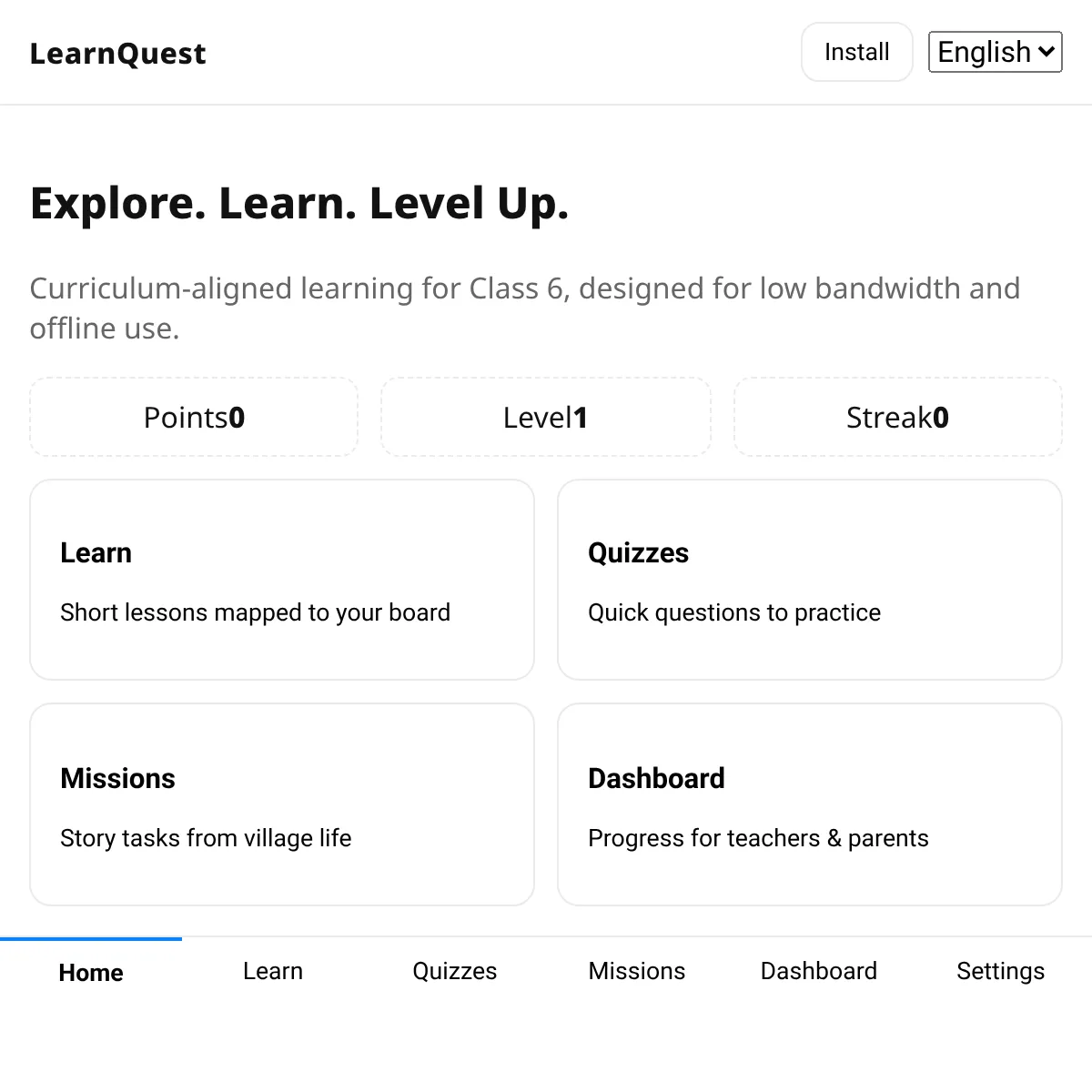 LearnQuest – Class 6 Gamified Learning