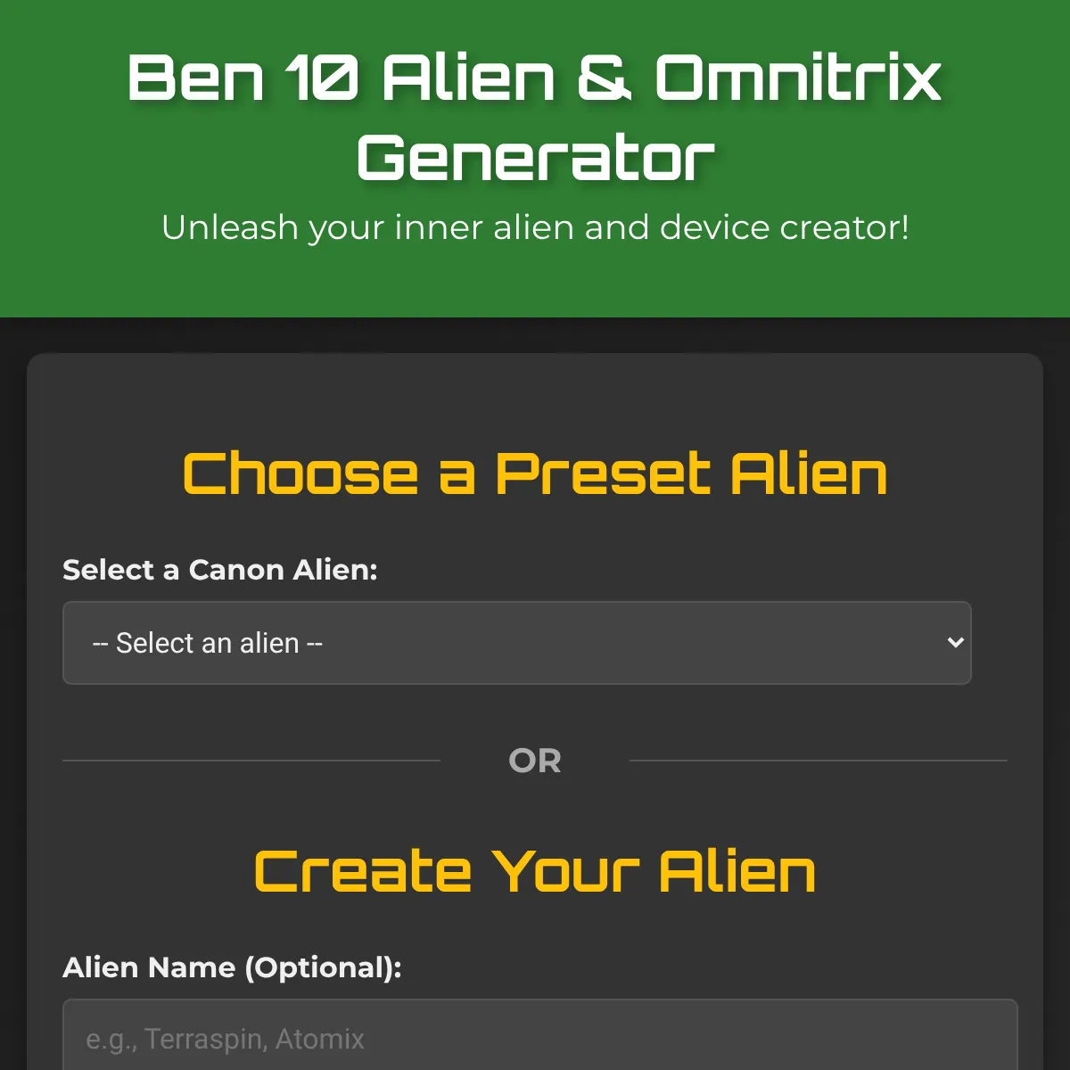 Ben 10 Alien Generator