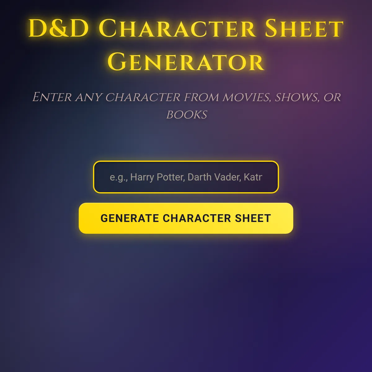 D&D Character Sheet Generator