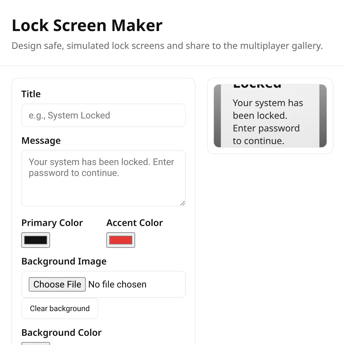 Lock Screen Maker + Multiplayer Gallery