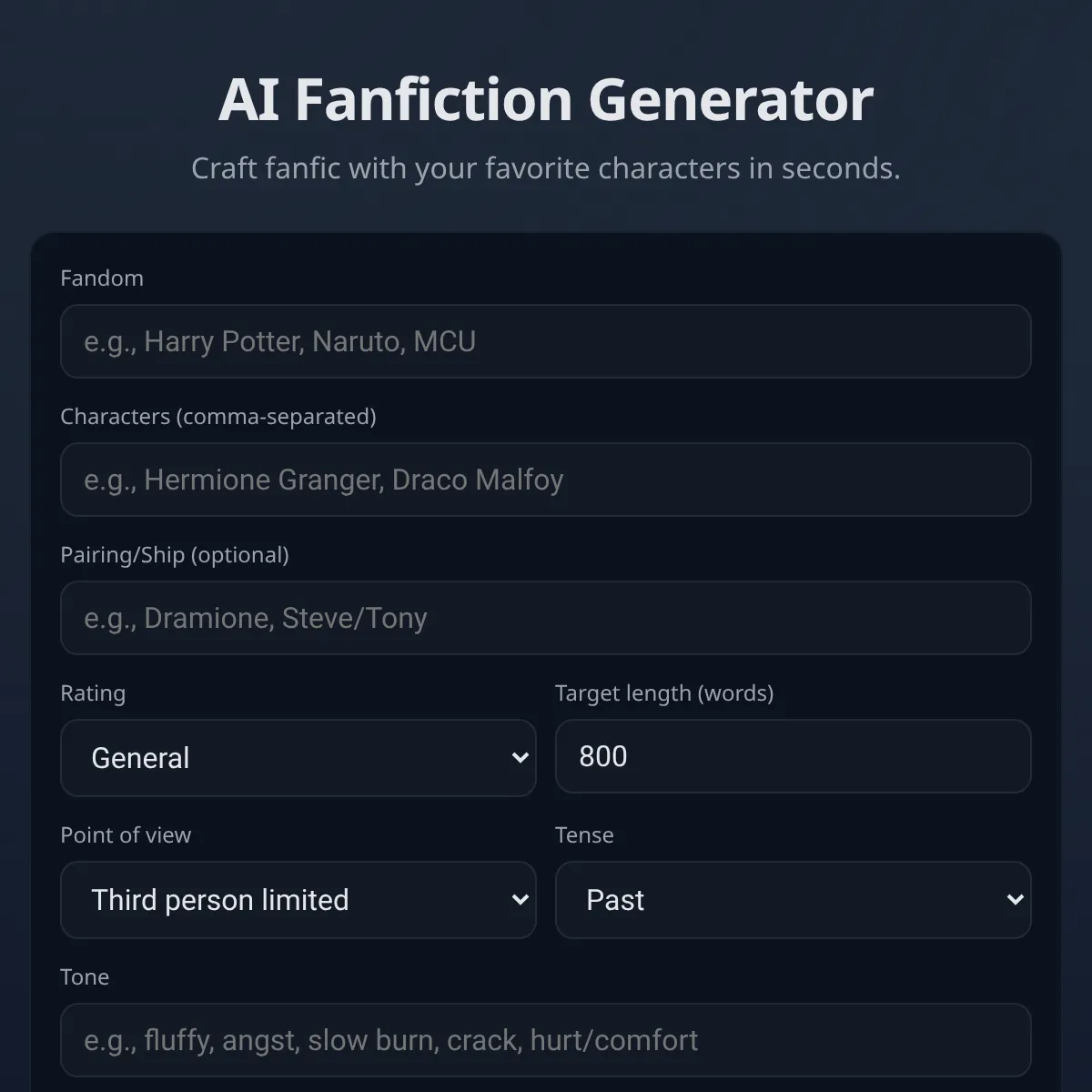AI Fanfiction Generator