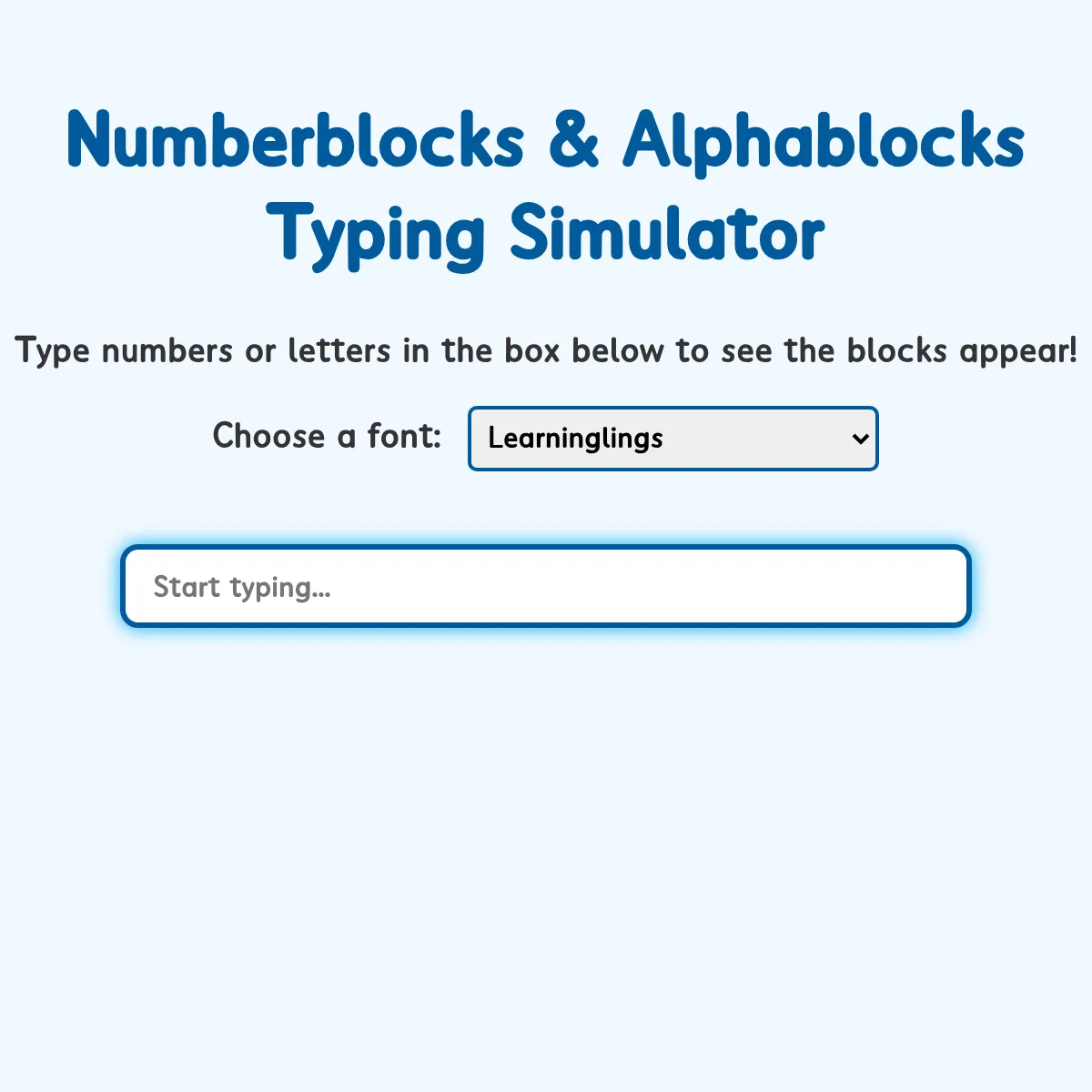 Numberblocks Typing Simulator