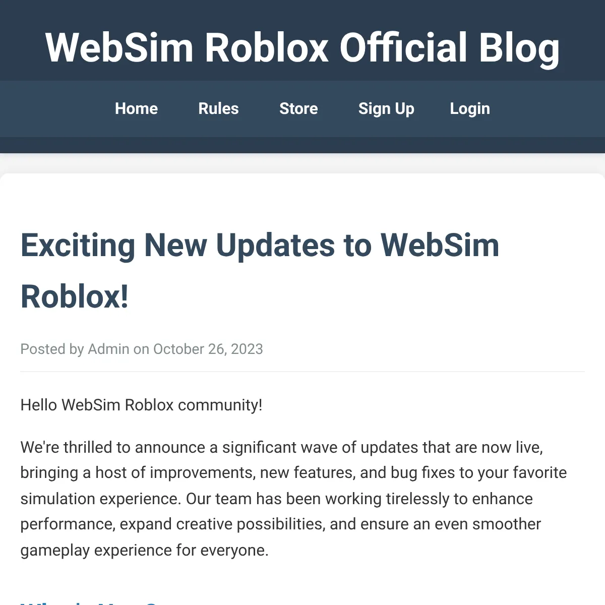WebSim Roblox Official Blog