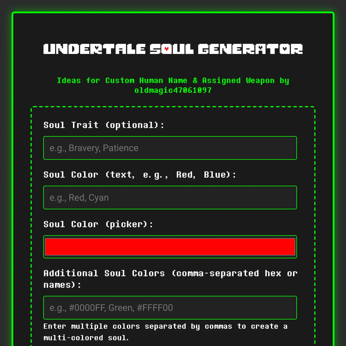 Undertale Soul Generator