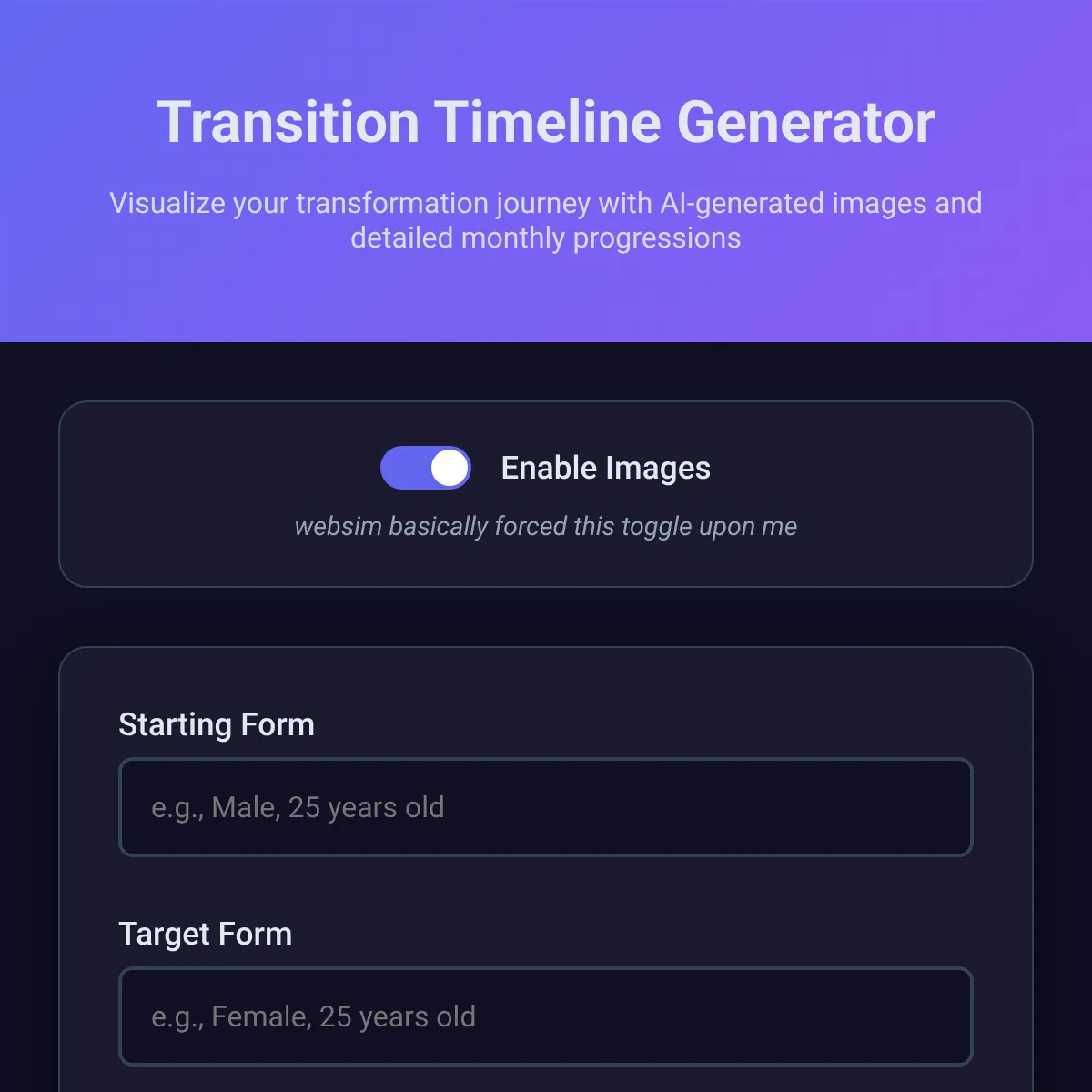 Transition Timeline Generator