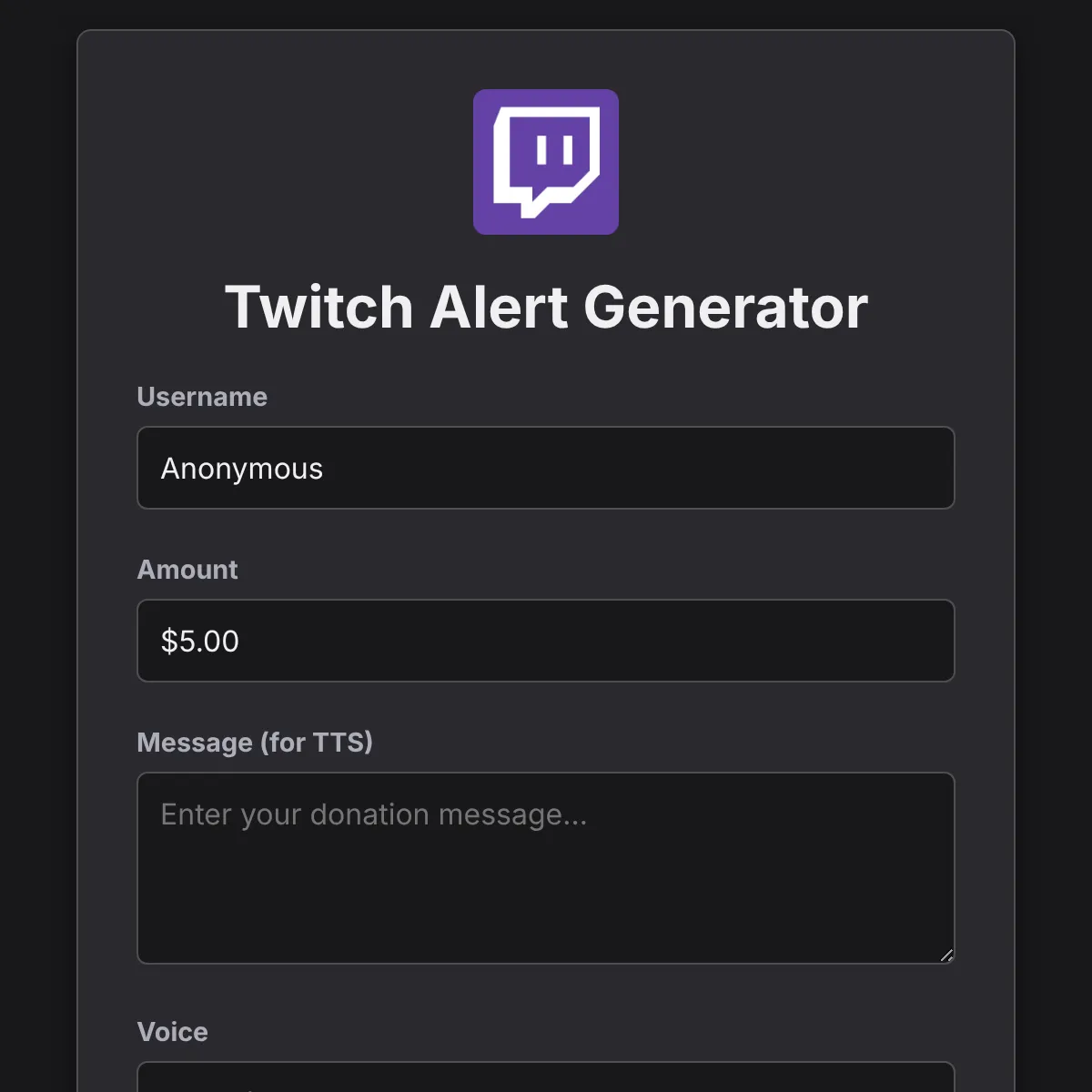 Twitch Alert Generator
