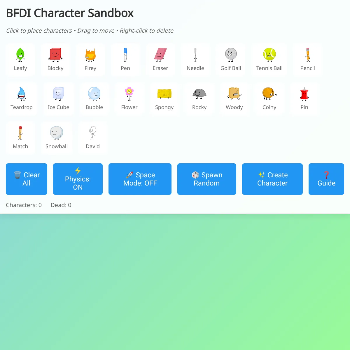 BFDI Character Sandbox