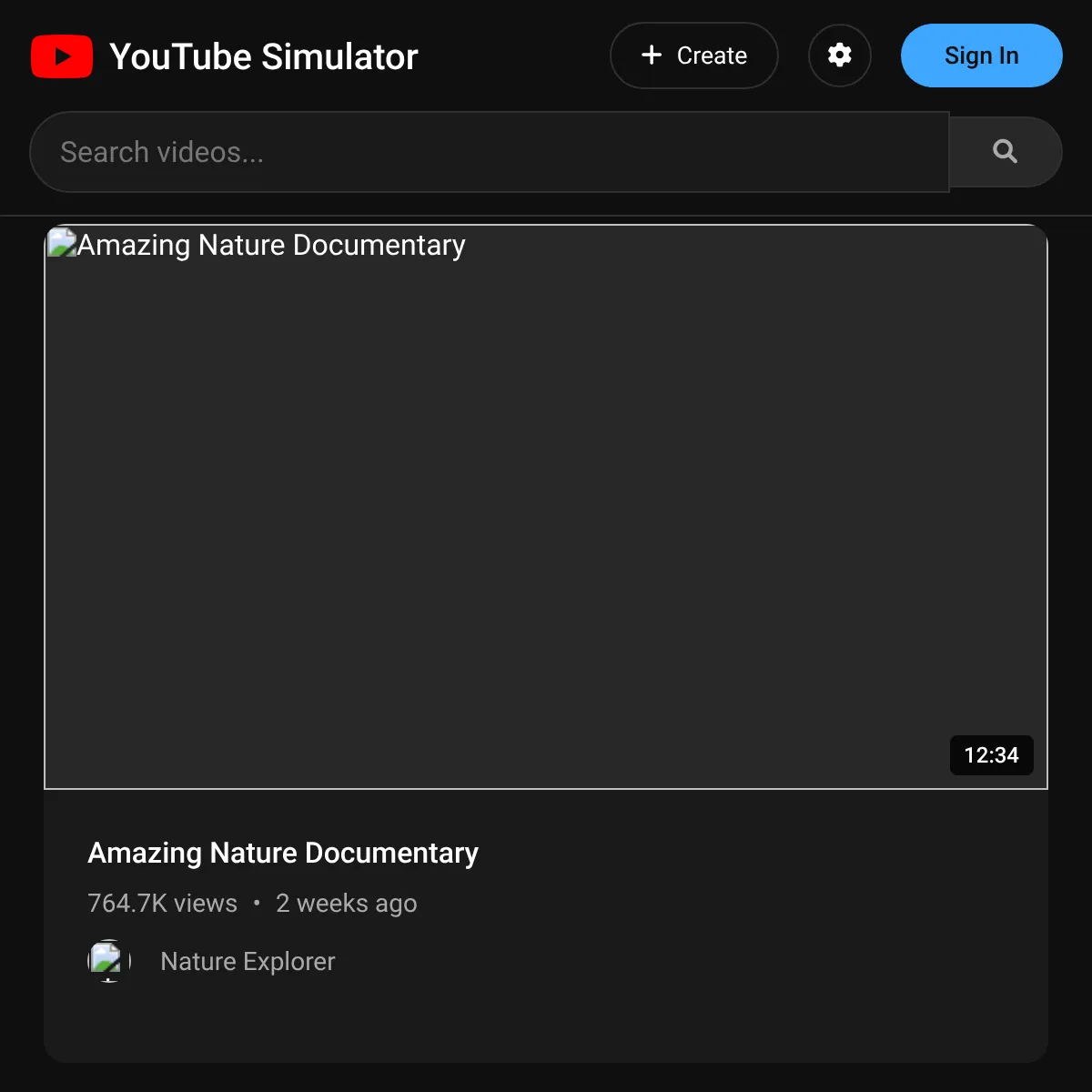 YouTube Simulator